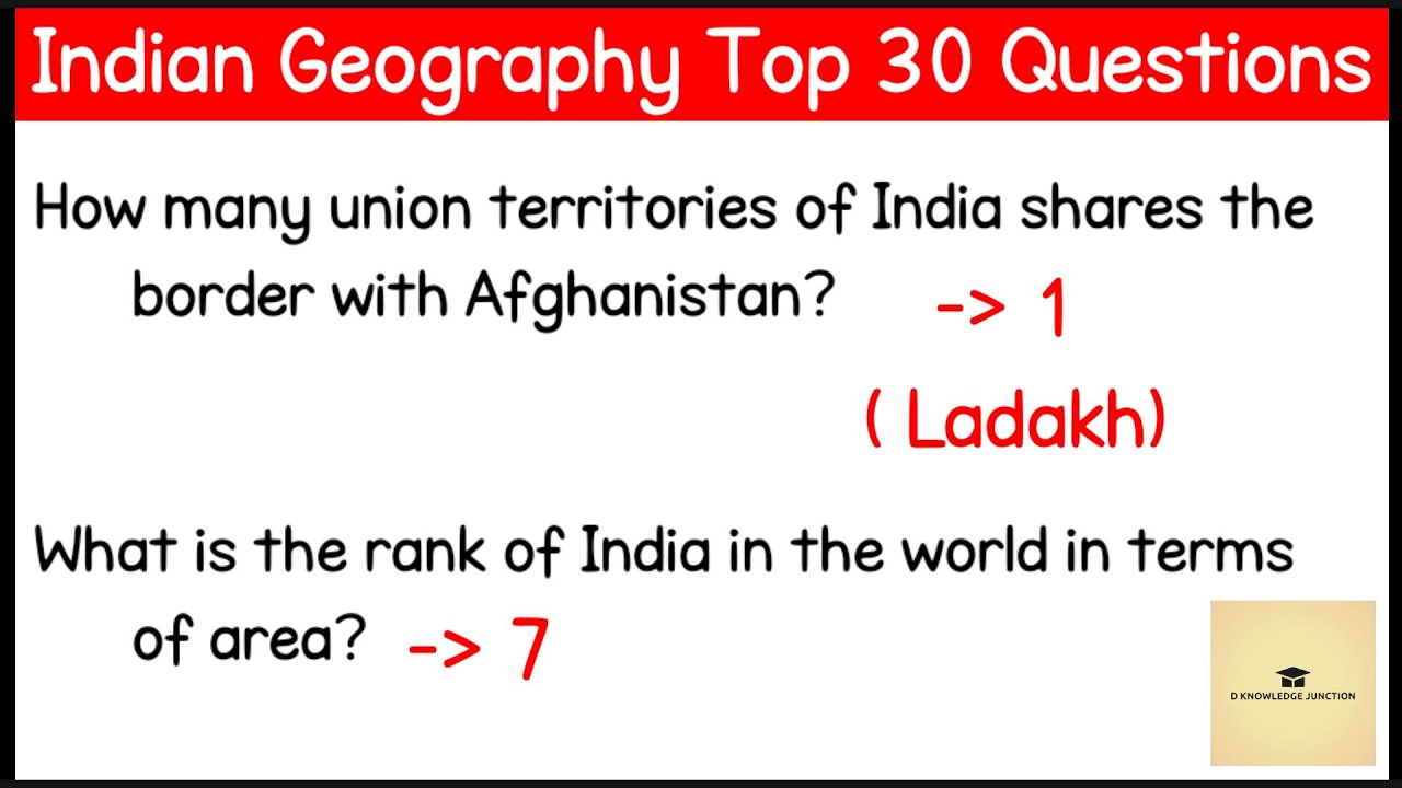 Indian Geography GK || 30 Geography GK Questions || India Geography GK ...