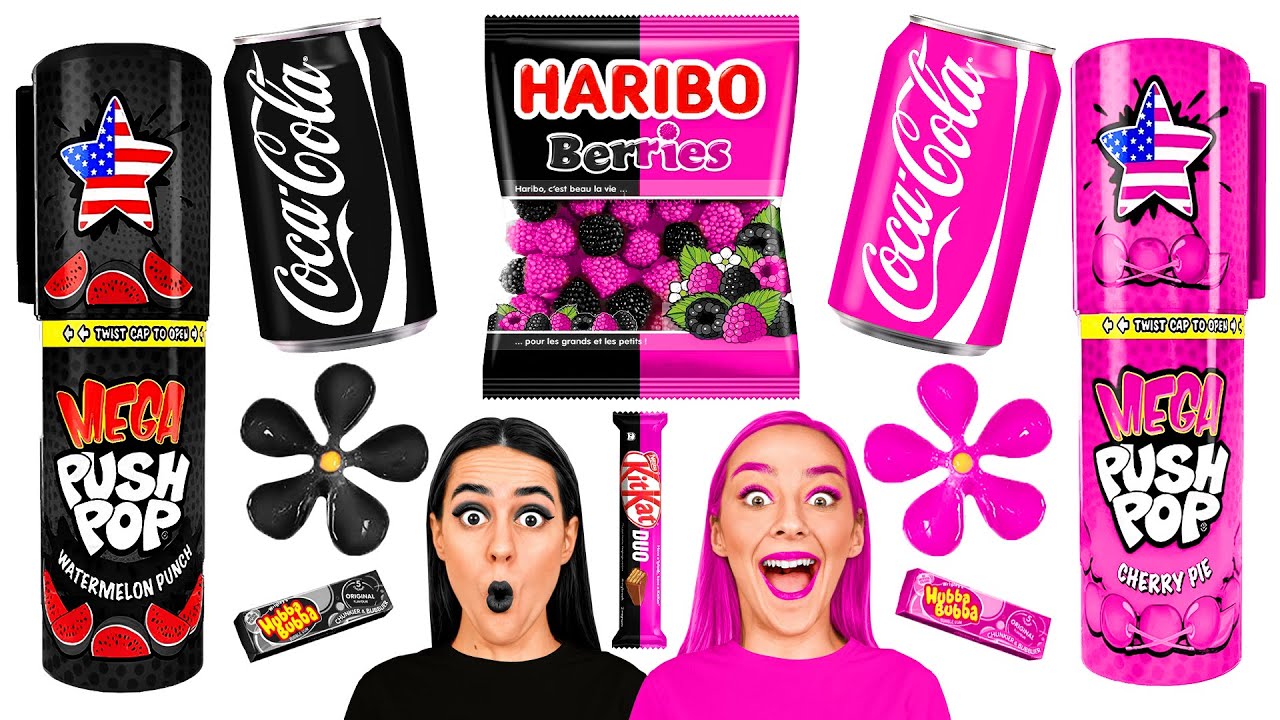 Tantangan Makanan Pink vs Hitam | Tantangan Makanan Lucu DaRaDa Best ...