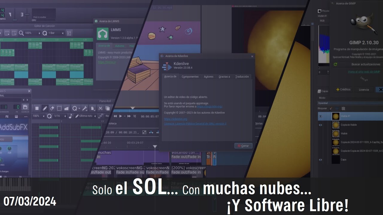 Sol (07-03-2024) - Solo el SOL con muchísimas nubes + Sonido con LMMS ...