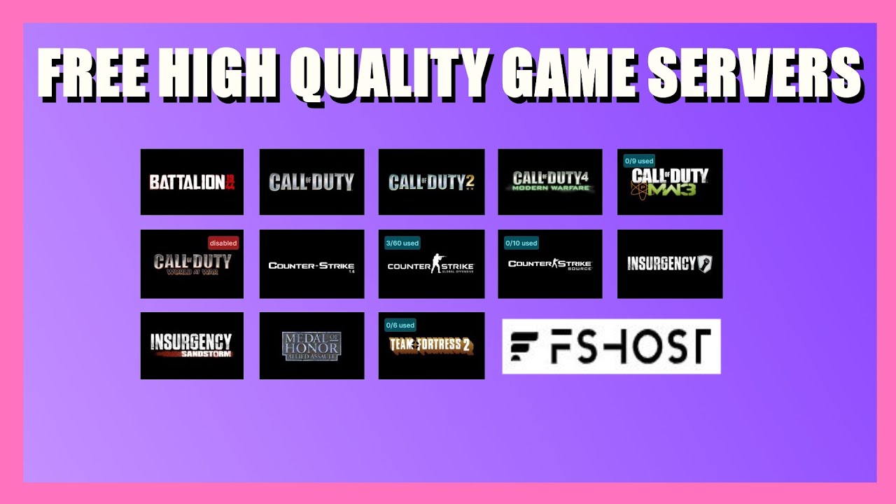 FREE GAME SERVERS - CSGO, B1944, TF2, INSURGENCY, COD4, MW3... - YouTube