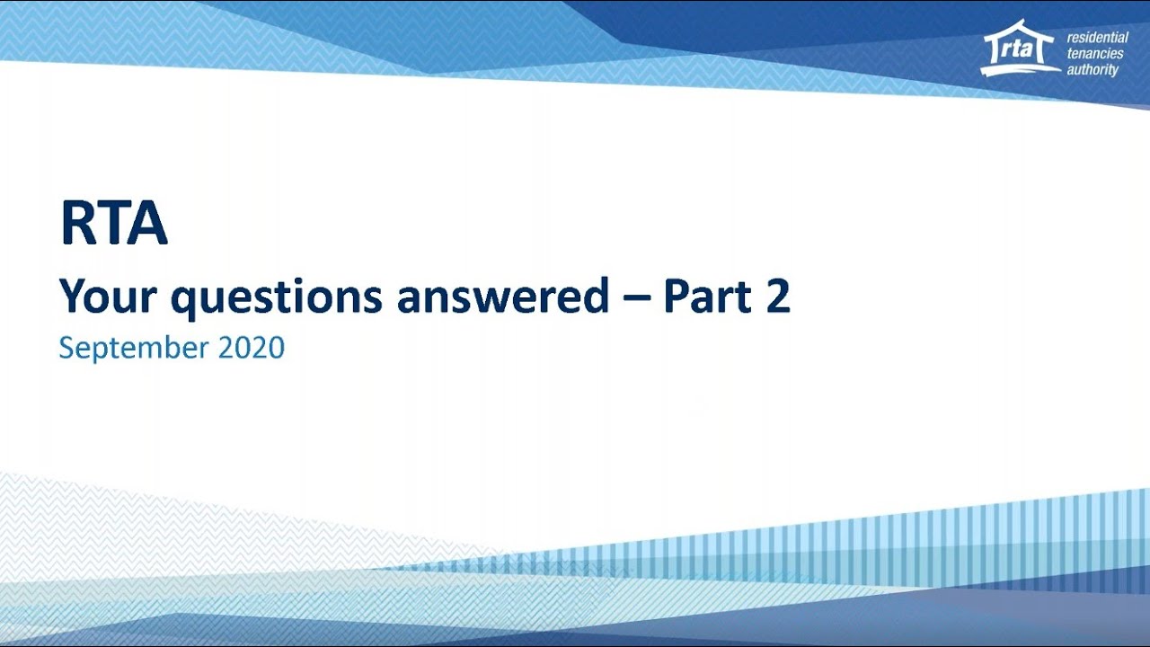 RTA Webinar - Your questions answered - Part 2 – September 2020 - YouTube