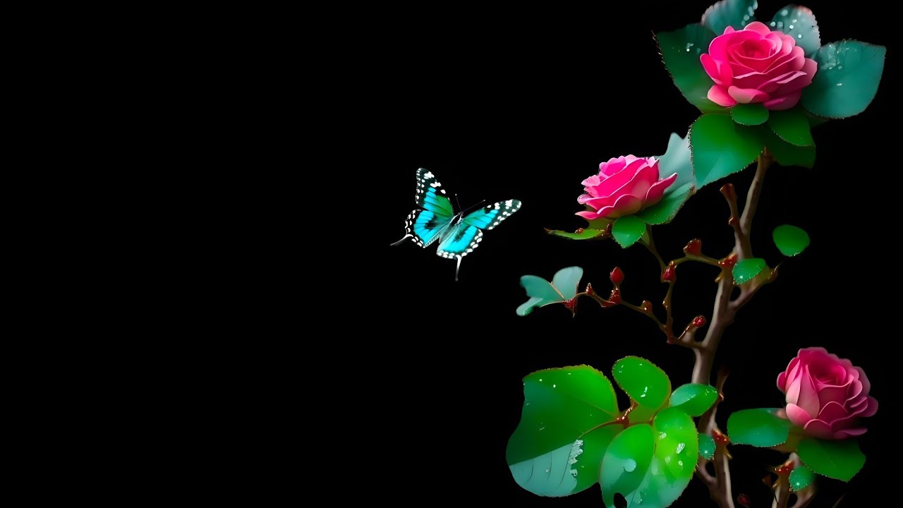 Red rose plant black screen video | Black screen flower status video ...