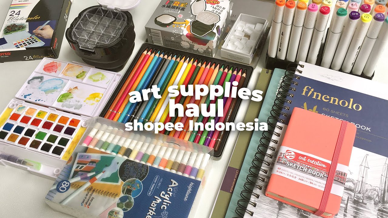 affordable art supplies haul 🎨 🏻 - shopee Indonesia 🛒| asmr 🎧 - YouTube