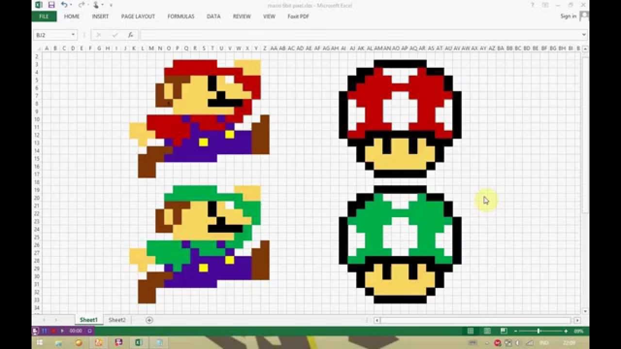 Pixel Art Mario with Ms Excel (8 bit) - YouTube