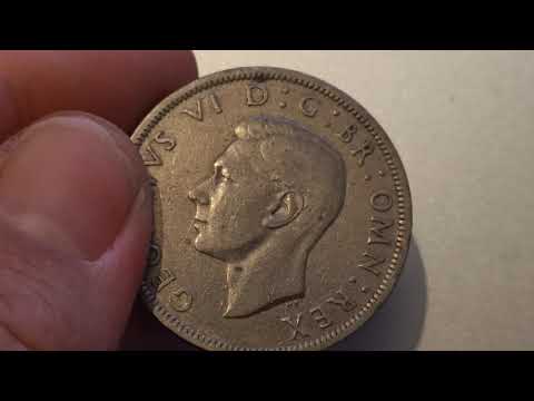 1949 British half crown coin George vi great Britian coin review - YouTube