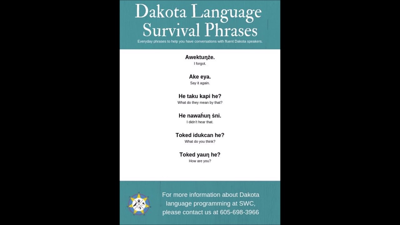 Dakota Language Survival Phrases - YouTube