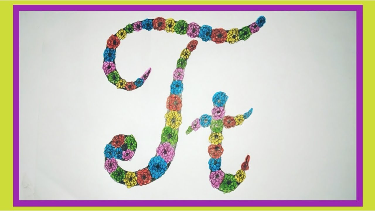 Double Writting | How to Write Alphabet T With Flowers | Unique Art ...