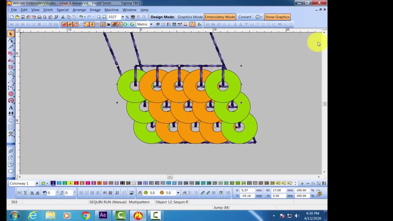 embroidery sequins twin design - YouTube