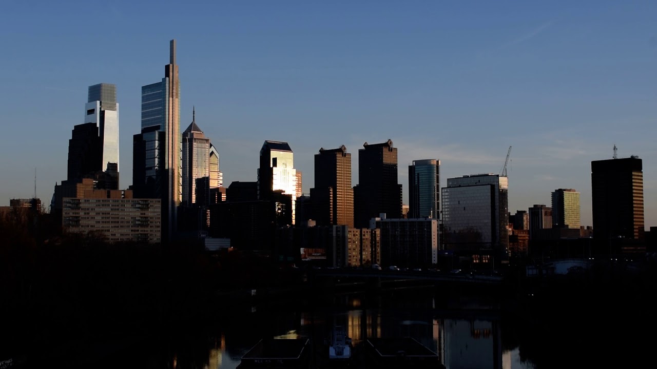 Philadelphia skyline from Spring Garden Street Bridge during sunset 11 ...