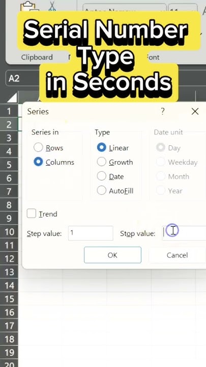 EXCEL SHORTCUT - SERIAL NUMBER #excel #exceltips #trending #shorts #finance #exceltricks - YouTube
