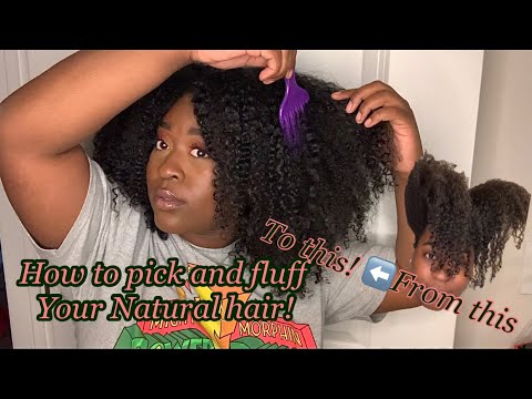 Picking and fluffing my hair! From compressed to big and fluffy! - YouTube