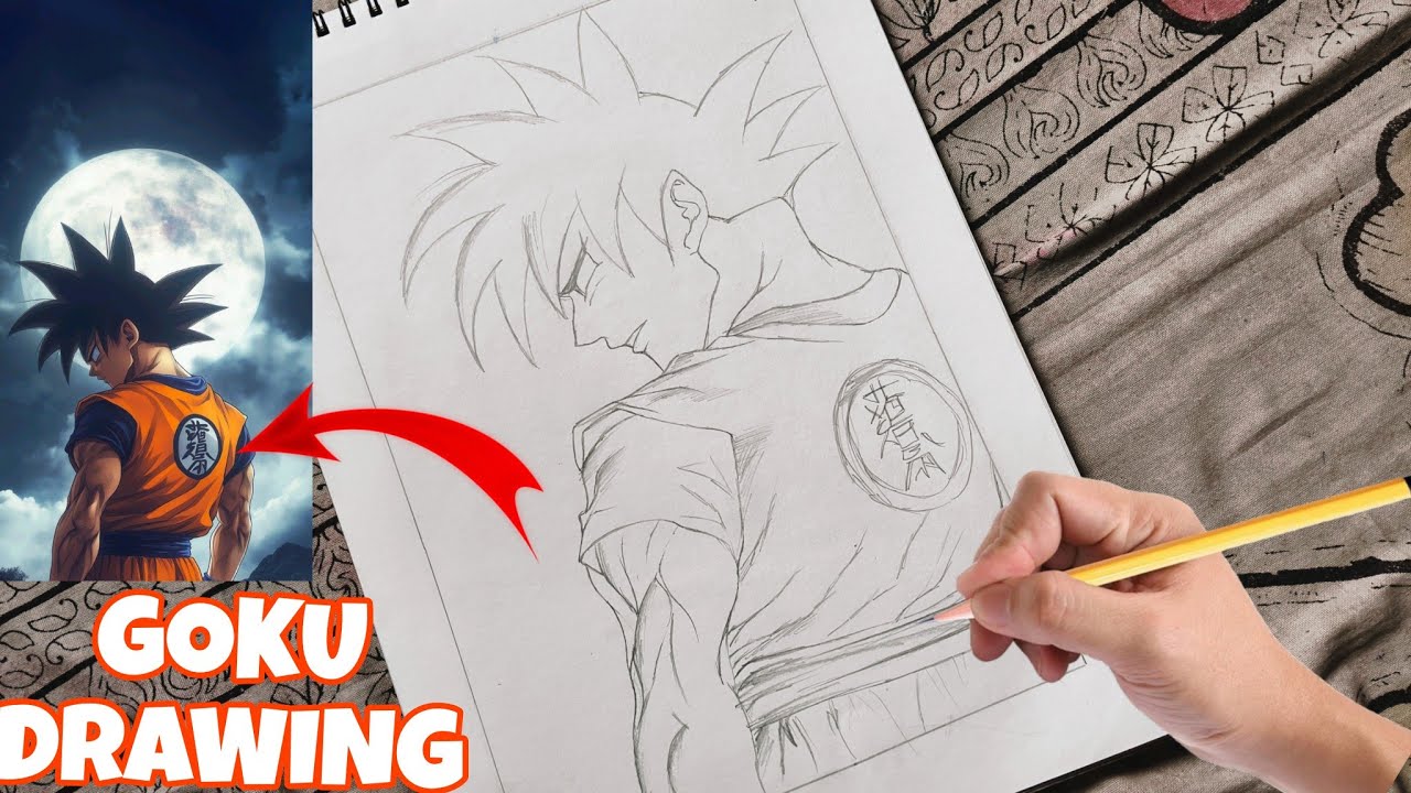 Draw with me goku drawing , Goku drawing for outline tutorial , Step by ...