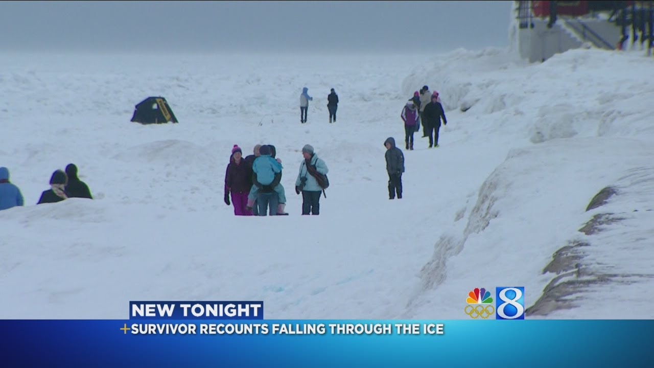 3 people fall through ice into Lake Michigan - YouTube