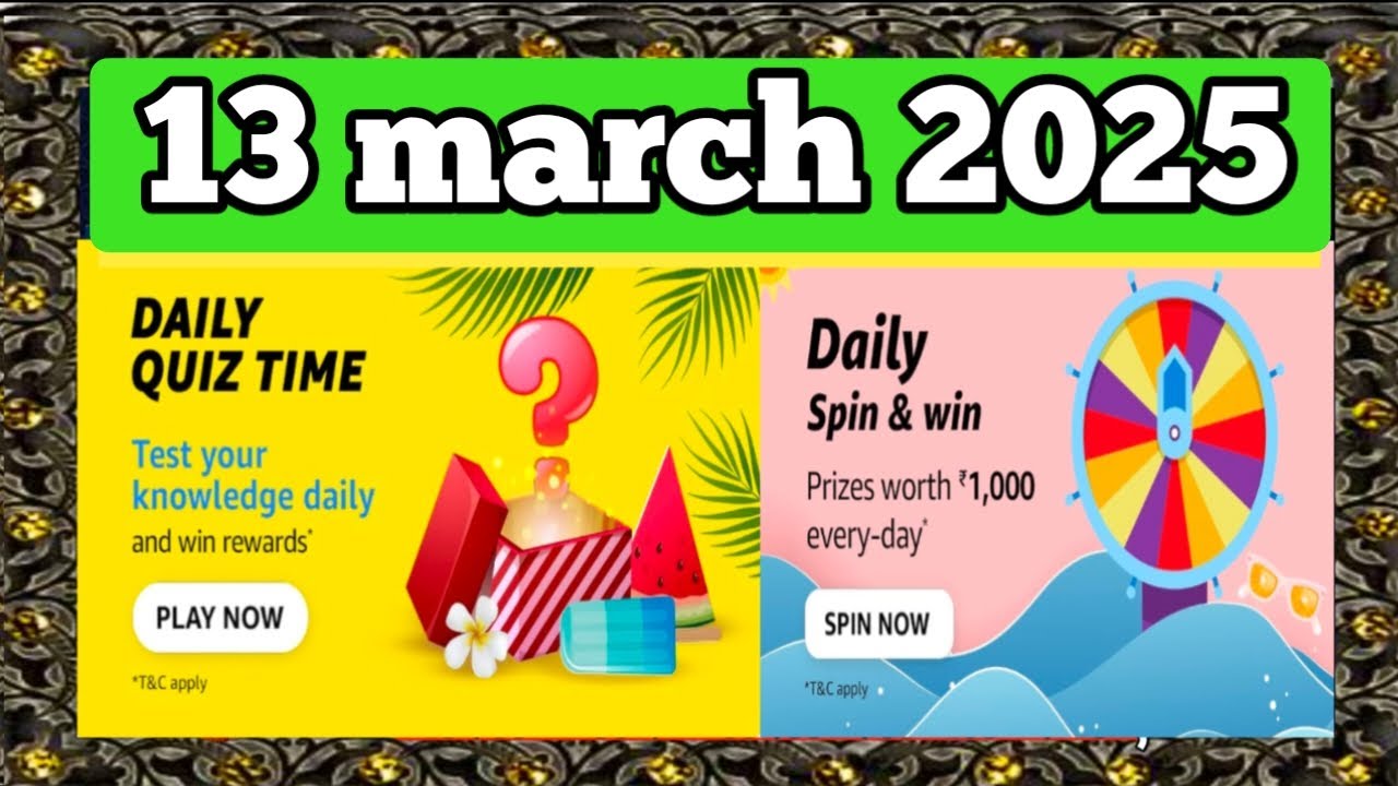 Amazon Daily Quiz Time Answers Today || Amazon Daily Quiz Today 13 ...