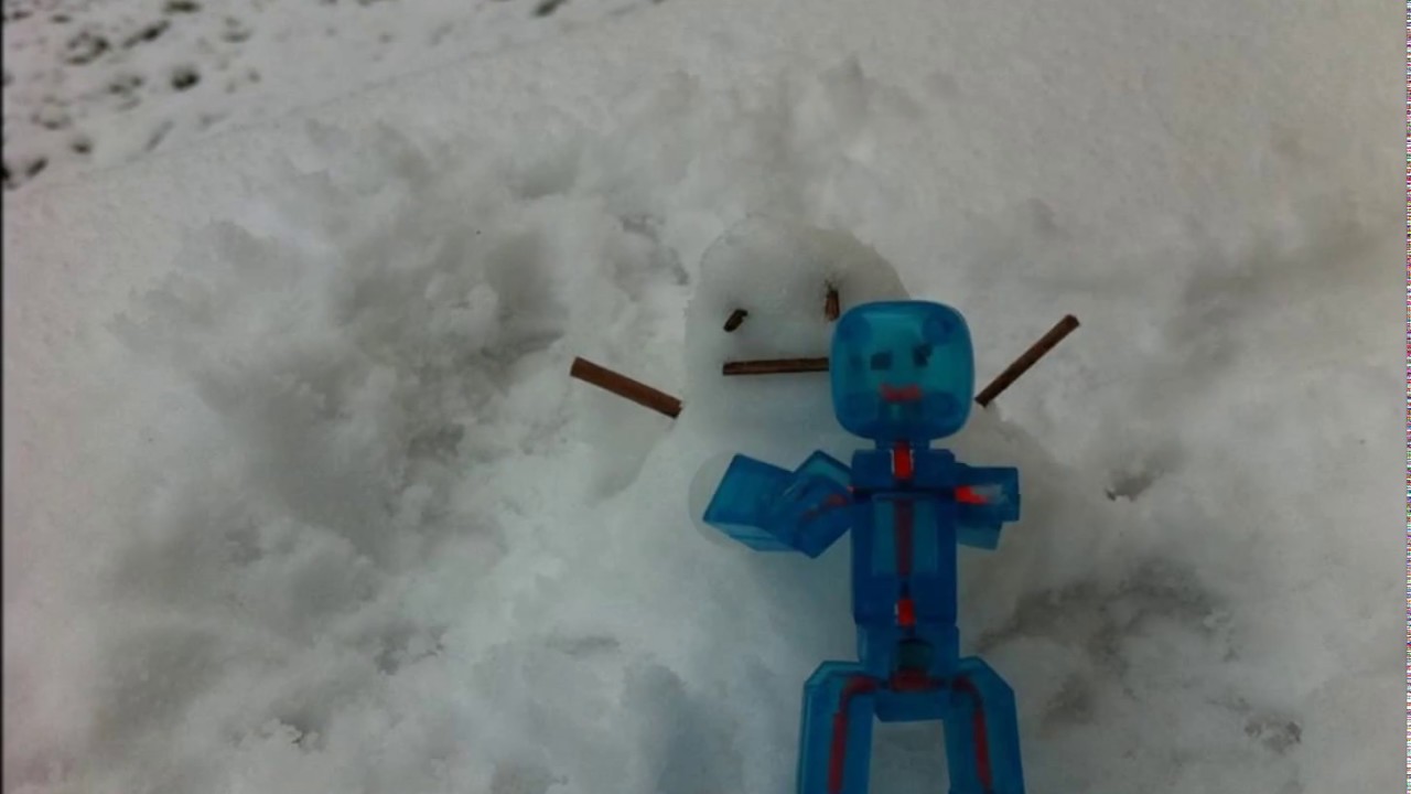 Stickbot make a snowman stop motion - YouTube