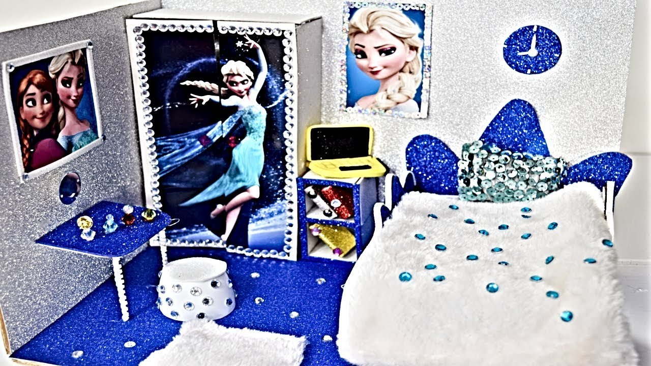 EASY DIY Miniature Frozen Elsa Anna Doll House Bedroom Decor ~ Wardrobe ...