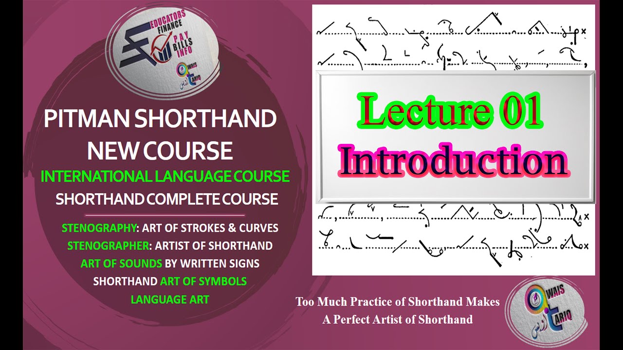 Pitman English Shorthand Course | Lecture 1 | Introduction of Shorthand ...