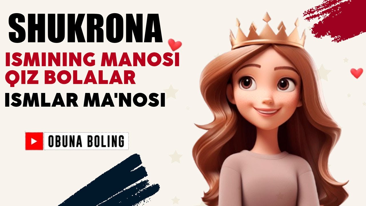 Shukrona Ismining manosi Qiz bolalar Ismlar Ma'nosi - YouTube