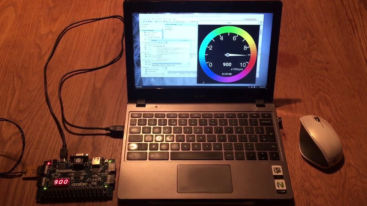 Kayak Trainer Tachometer on Digilent Basys3 Xilinx - YouTube
