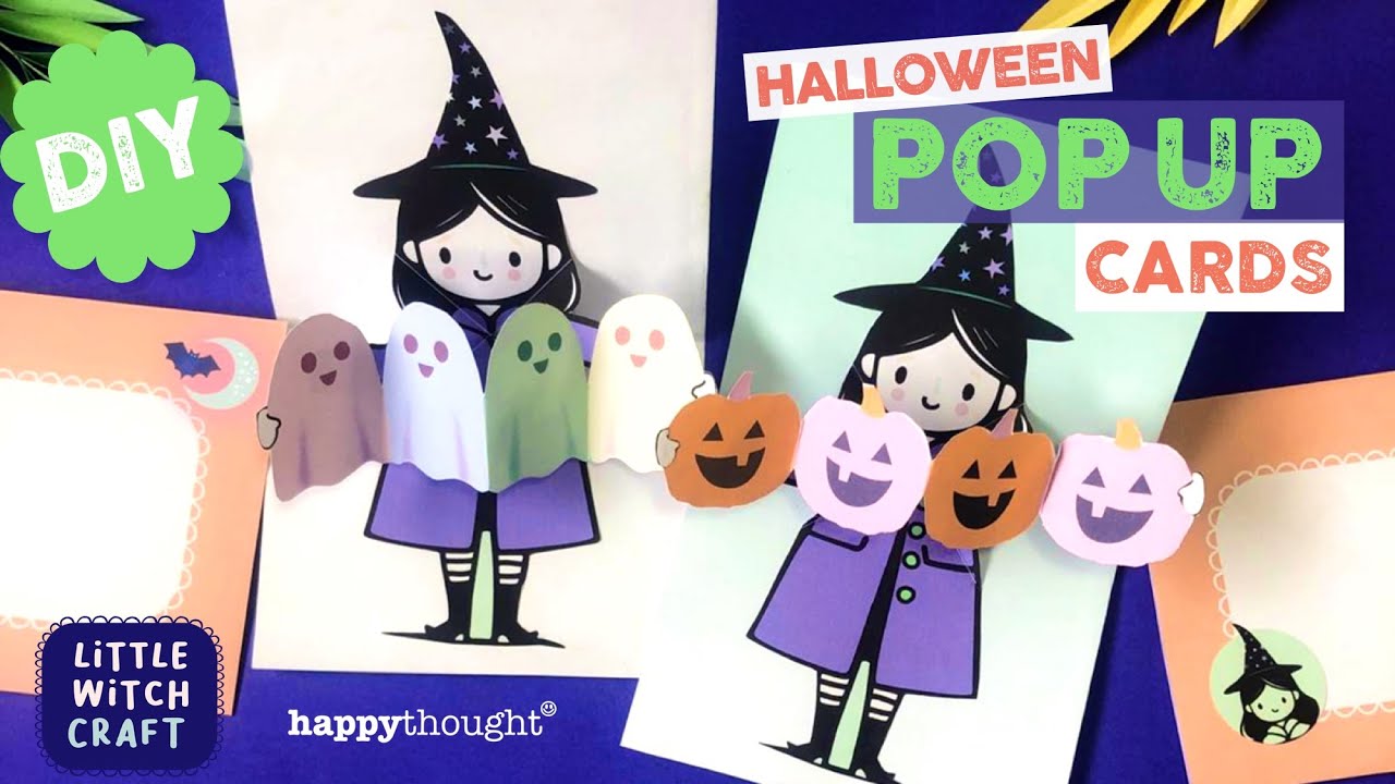 DIY Halloween witch pop up card. Easy Halloween craft activities ...