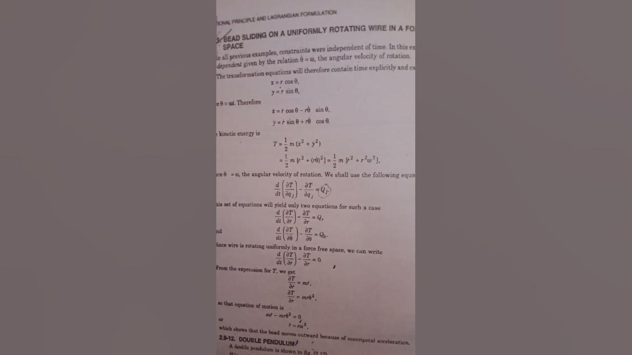 Bead Sliding On A Uniformly Rotating Wire In A Free Space || Lagrangian ...