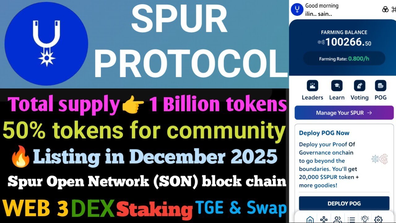 Spur protocol||free crypto mining project||TGE & Dex & son{block chain ...