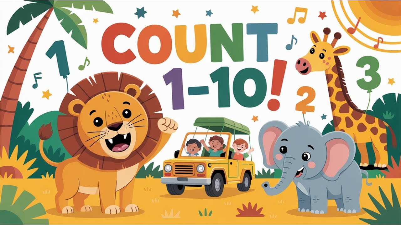Safari Counting Song for Kids | Count 1–10 with Jungle Animals 🐘🦁🦒 ...