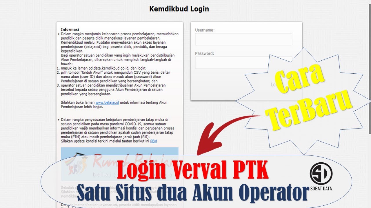 Cara Login di Verval PTK, Satu Situs dua Akun Operator Sekolah - YouTube