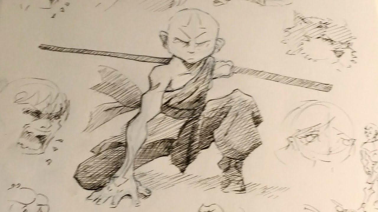 How to draw avatar aang / avatar the last airbender soeed drawing ink ...