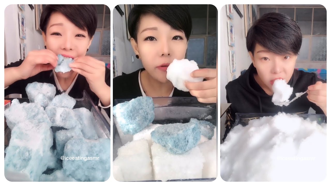 [ASMR] SOFT & COLORED BIG ICE BLOCK EATING VIDEO 3 ( CRUNCHY SOUNDS ) 🤍 ...