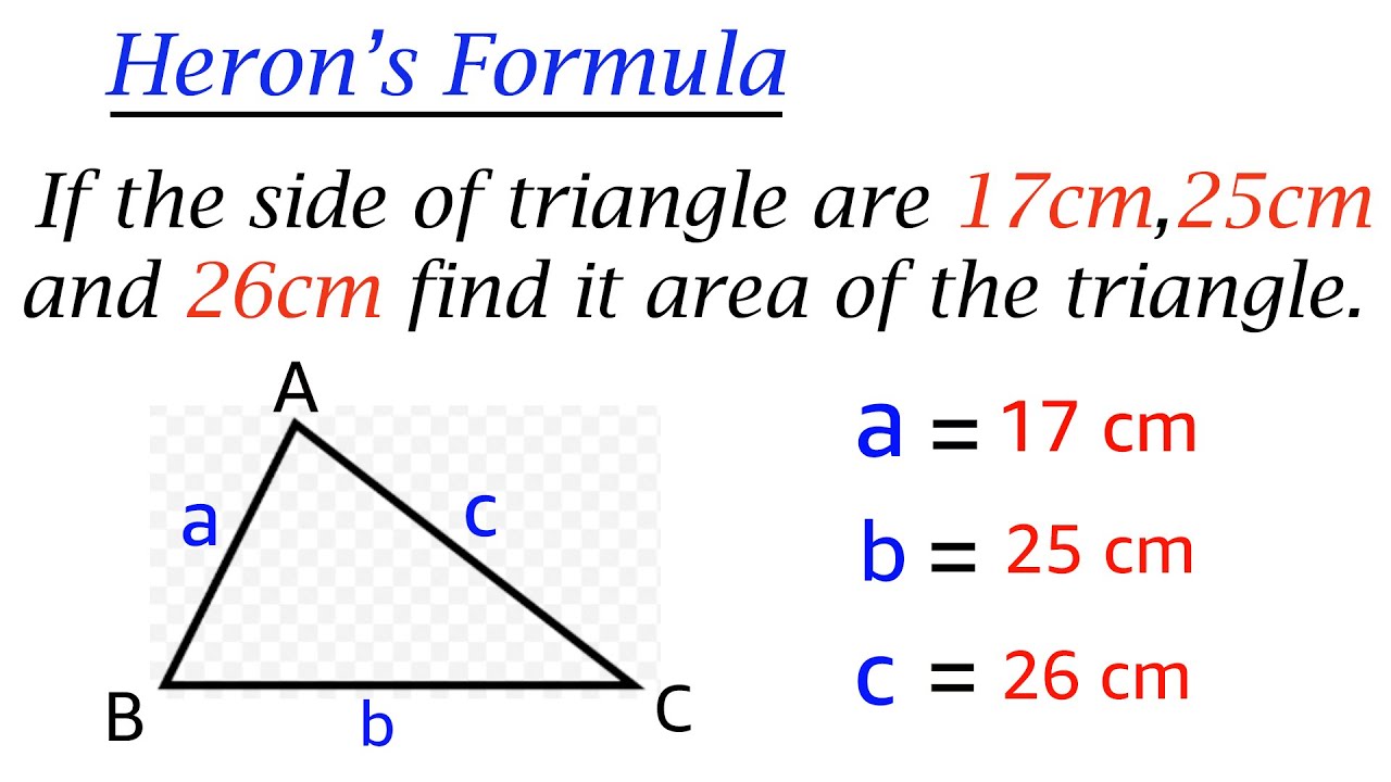 Find the area of the triangle whose sides are 17 cm , 25 cm and 26 cm ...