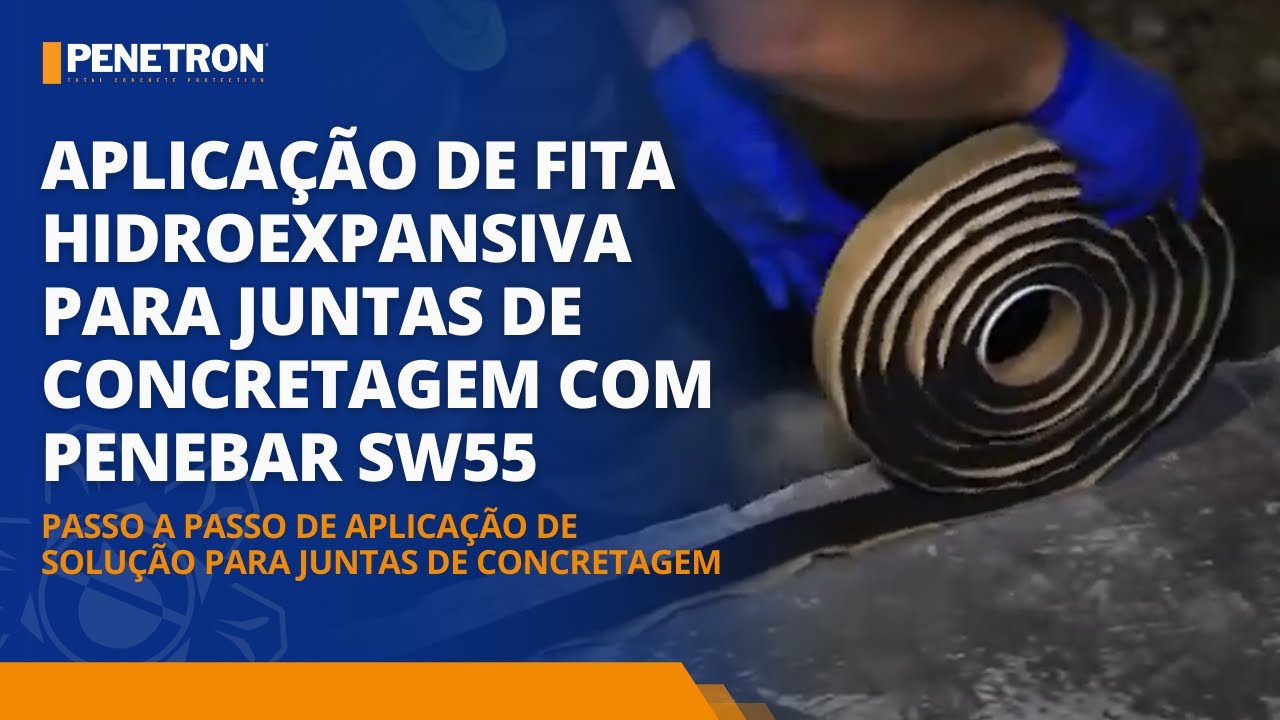 Aplicação de fita hidroexpansiva para juntas de concretagem com Penebar ...