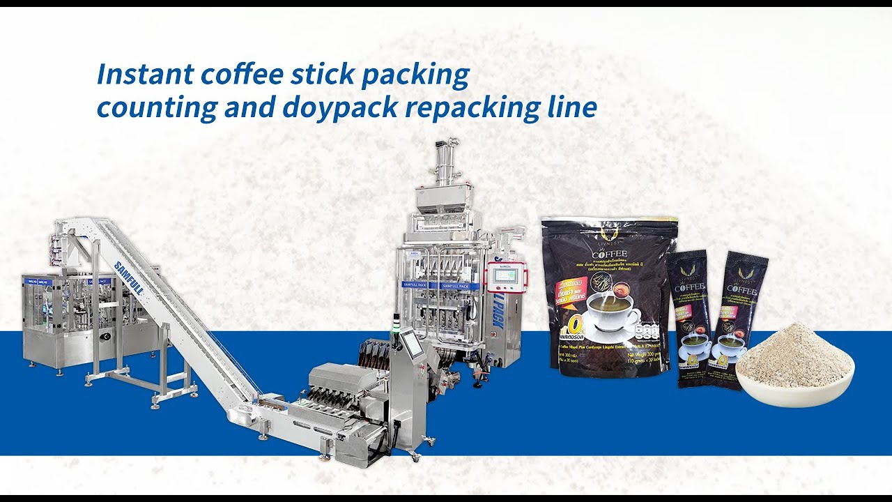 Multilane Instant coffee stick packing counting and doypack repacking ...
