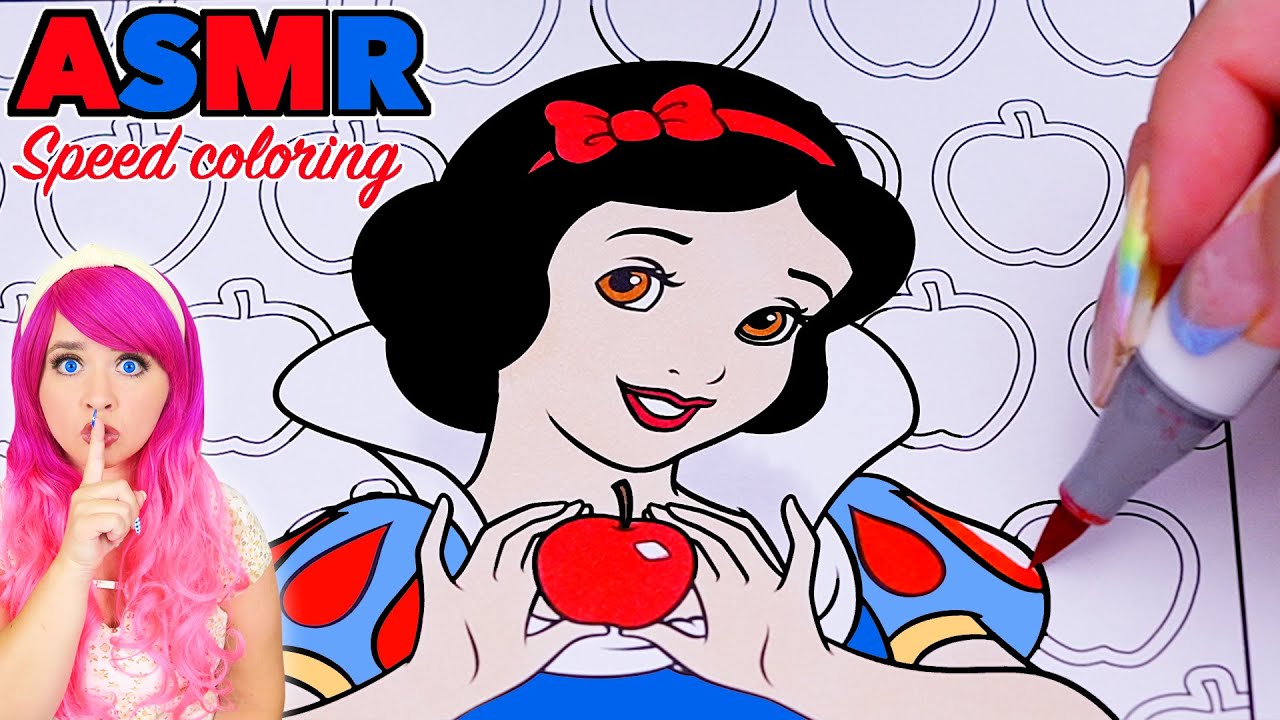 ASMR Speed Coloring Snow White (ASMR Coloring Sounds & No Talking ...