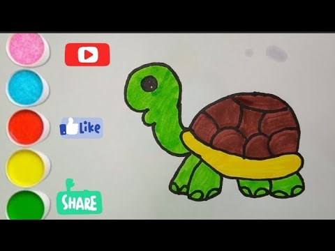 tortoise driving with colour ll kachhua drawing easy ll tortoise ...