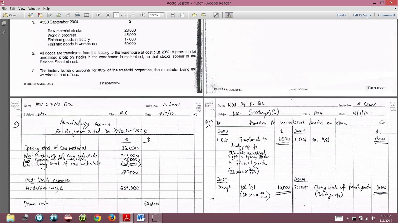 A Level Accounting Singapore Lesson 7 Part 1 Mfg AC, Suspense AC - YouTube