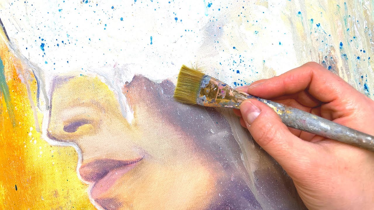 Weird but COOL Abstract Portrait 😍🍦- with DRIPS! ASMR Acrylic Painting ...