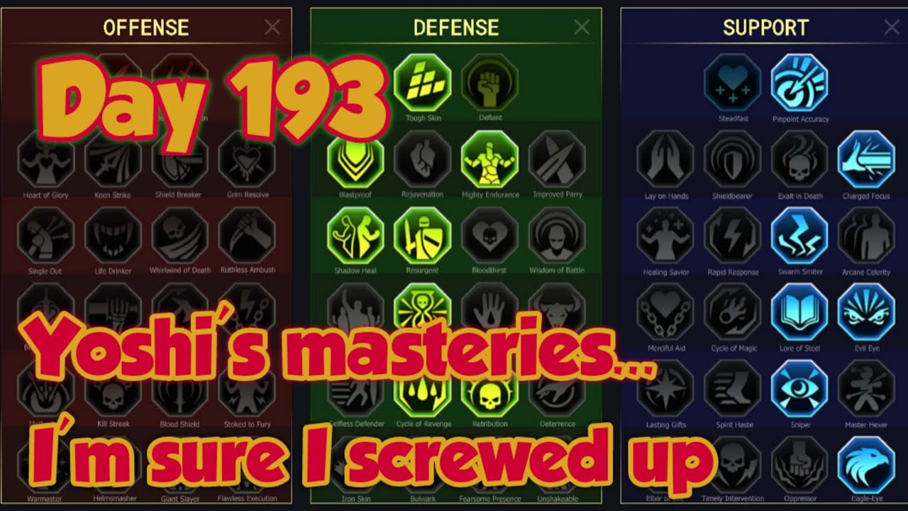 Raid Shadow Legends Day 193: Trying to figure out Yoshi's masteries ...