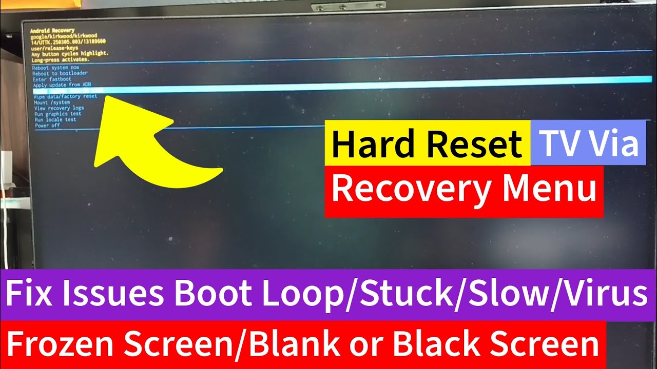 How to Hard Reset Sony TV via Android Recovery Menu | Google TV Android ...
