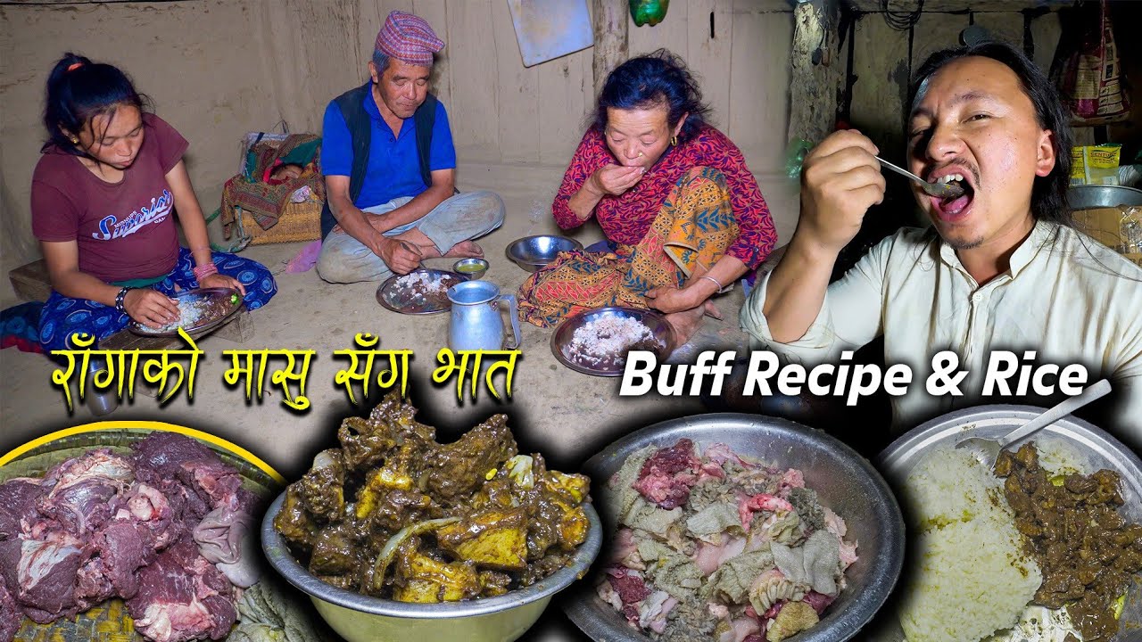 Buff meat fry recipe and rice cooked & eating at home | Having Enjoy ...