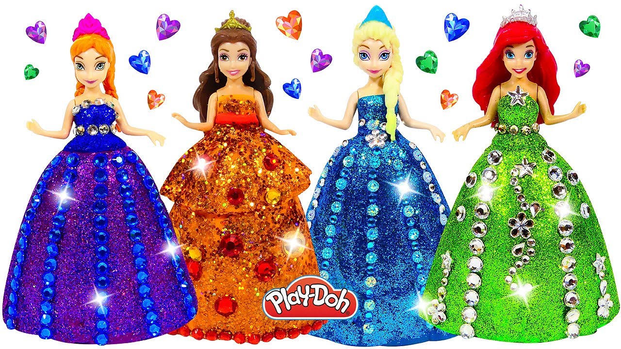 DIY How to Make Sparkle Dresses with Clay for Princess Mini Dolls - YouTube