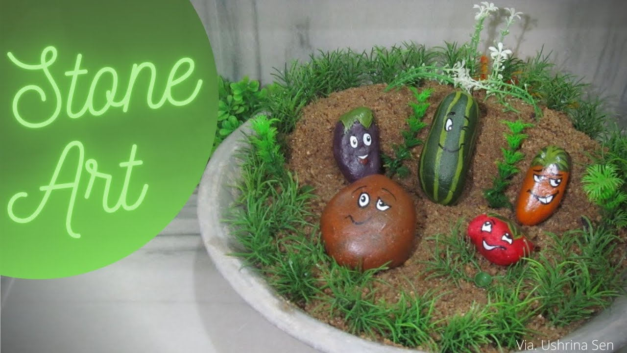 DIY Vegetable Stone Art - YouTube