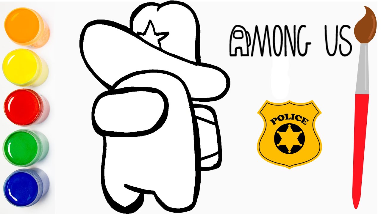 HOW TO DRAW AND PAINT EASY among us police officers 🎮 cat color 🟣 - YouTube