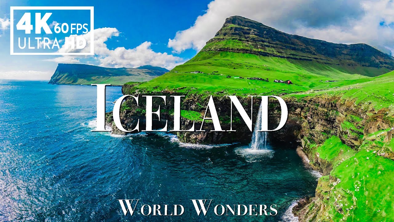 FLYING OVER ICELAND (4K UHD) - Amazing Beautiful Scenery With Calming ...