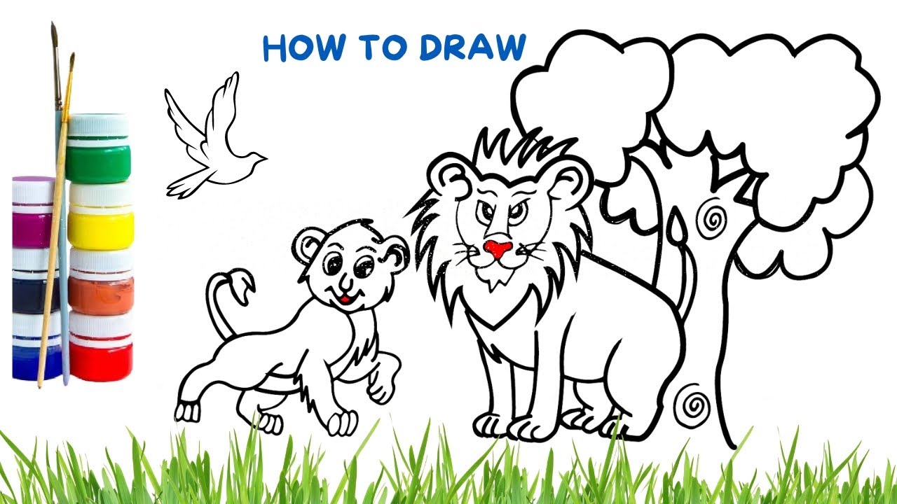 Step-by-Step Guide: Learn How to Draw a Cute Lion Family | Easy Drawing ...