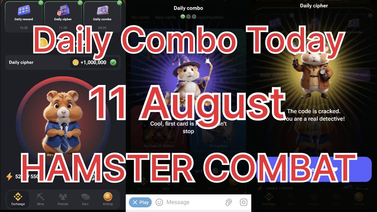 11 August Hamster Combat Daily Combo / Daily Combo Today - YouTube