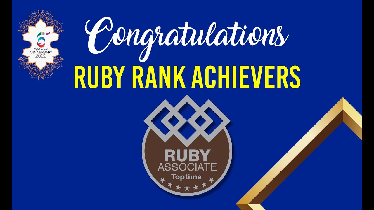 Ruby Rank Achievers | Toptime 6th Anniversary | 4th June 2022 - YouTube