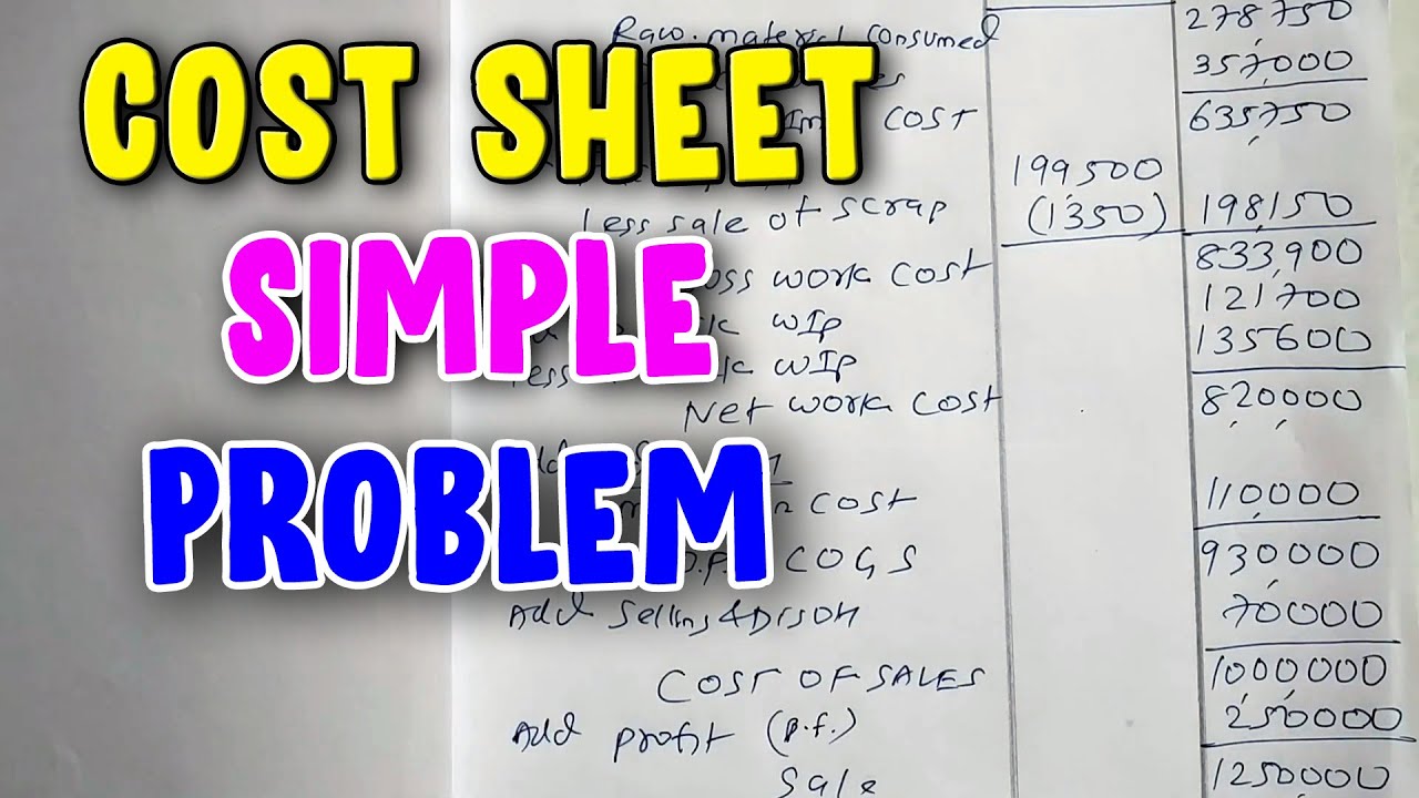 #2 Cost Sheet (Problem & Solution) #Cost Accounting (For B.Com/M.Com ...