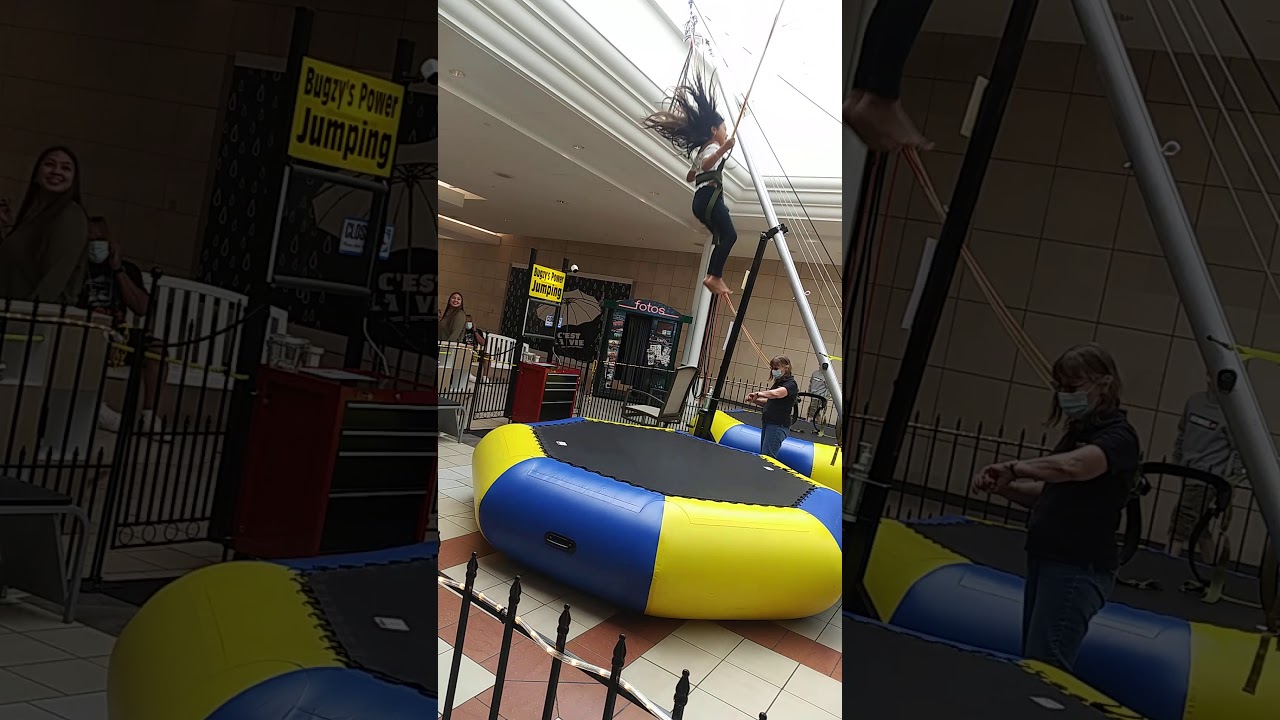 Bungee jumping in mall - YouTube