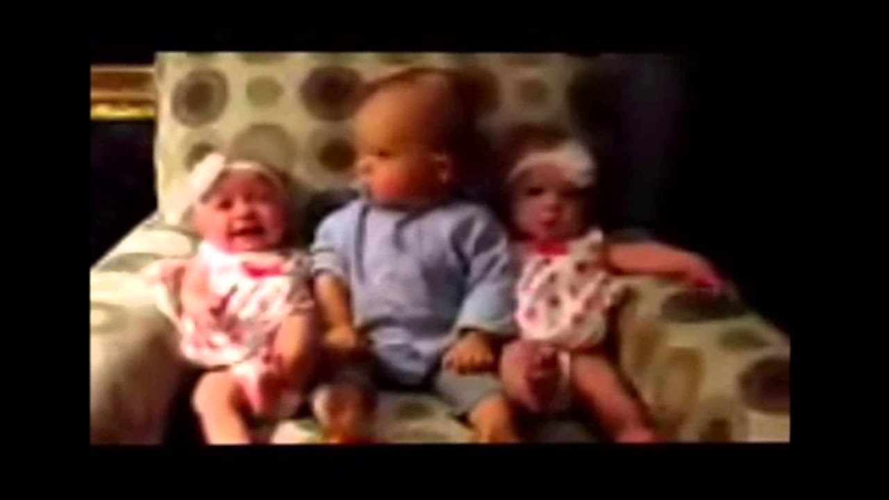 Adorably confused baby meets twins - YouTube